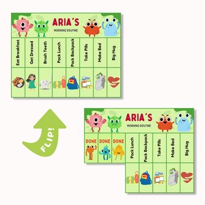 Interactive Morning & Bedtime Routine Chart Bundle • Printable Cute ...