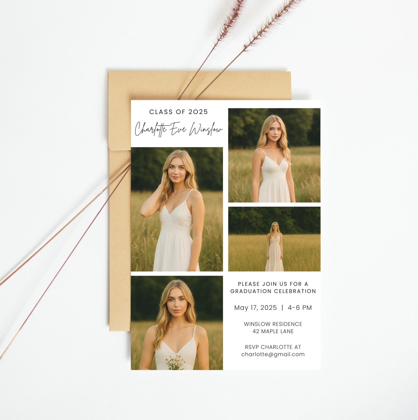 Minimalist 2025 Graduation Announcement: Photo Collage, 5x7 Invite ...