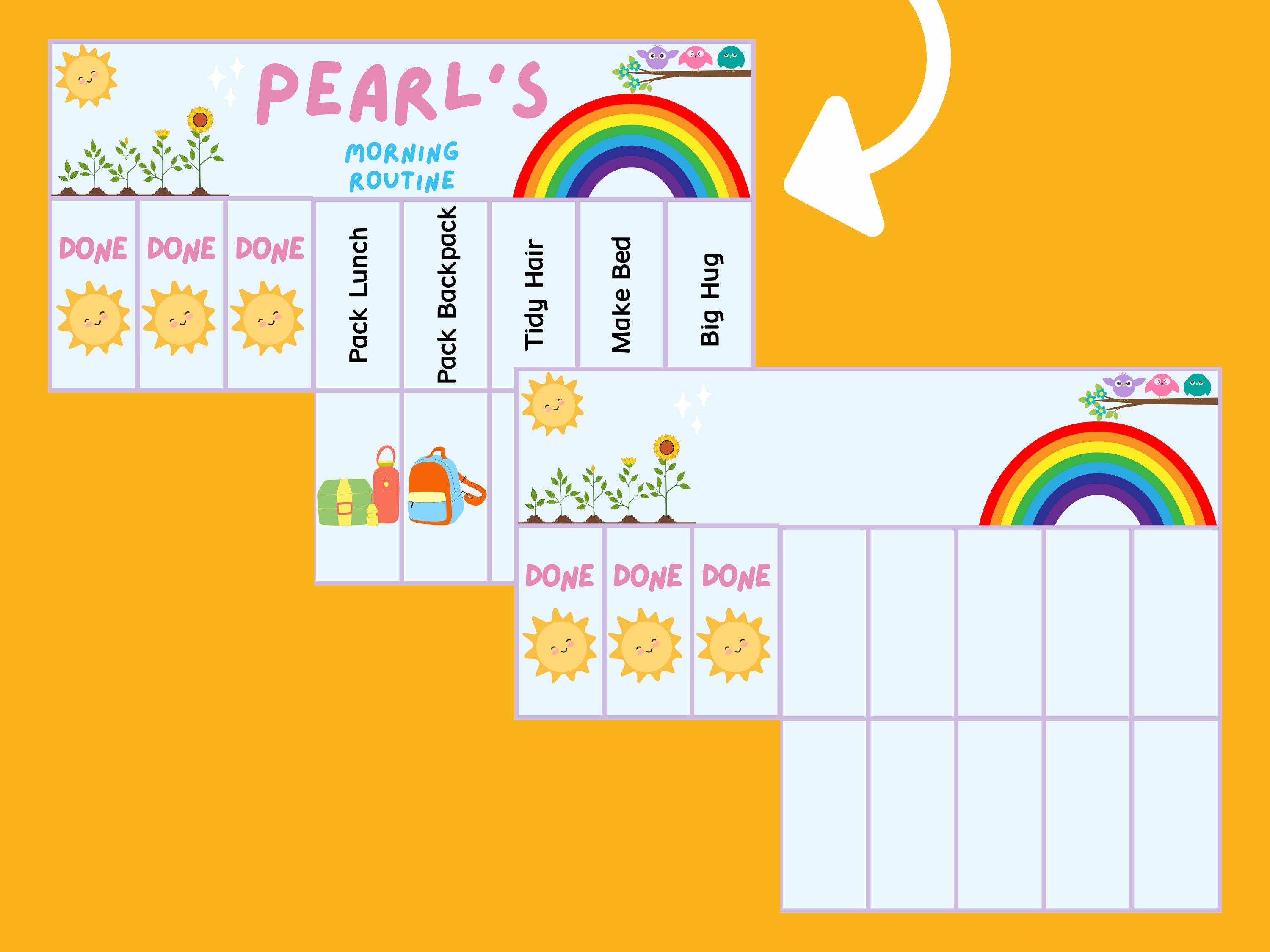 Kids & Toddlers Interactive Routine Chart Printable Rainbow Themed Flip ...