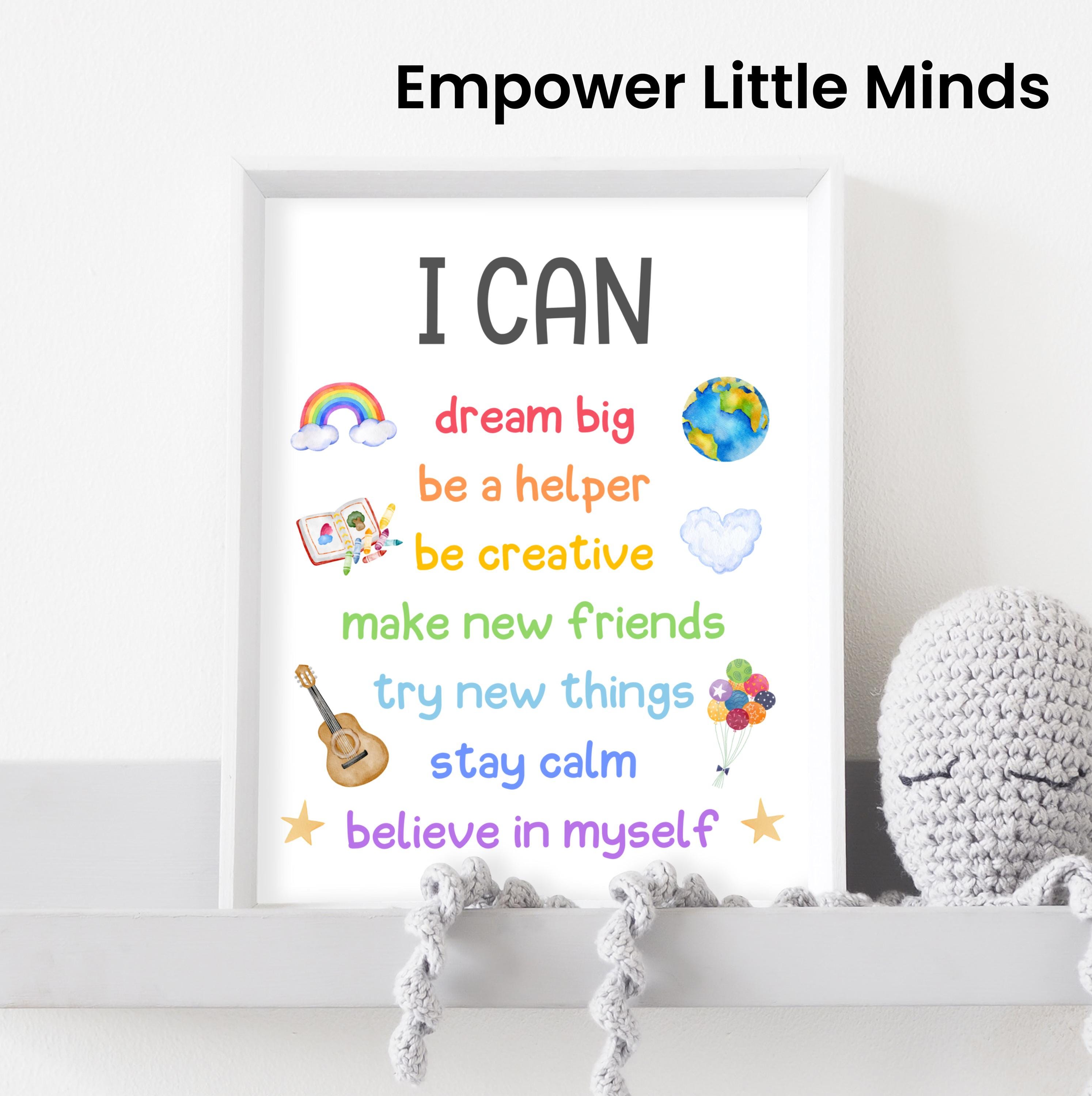 Kids Affirmation Poster Set - Positive Wall Art for Children’s Room ...