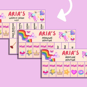 Interactive Routine Chart Bundle, Printable Unicorn Themed Flip Chart ...