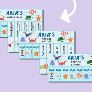 Foldable Interactive Routine Chart Bundle • Printable Ocean Themed Flip ...