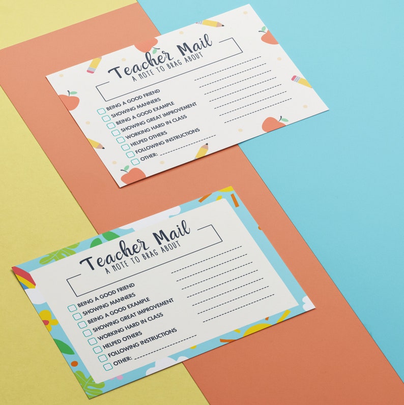 Printable Teacher Mail Cards - Note From the Teacher - Reward Note Home ...
