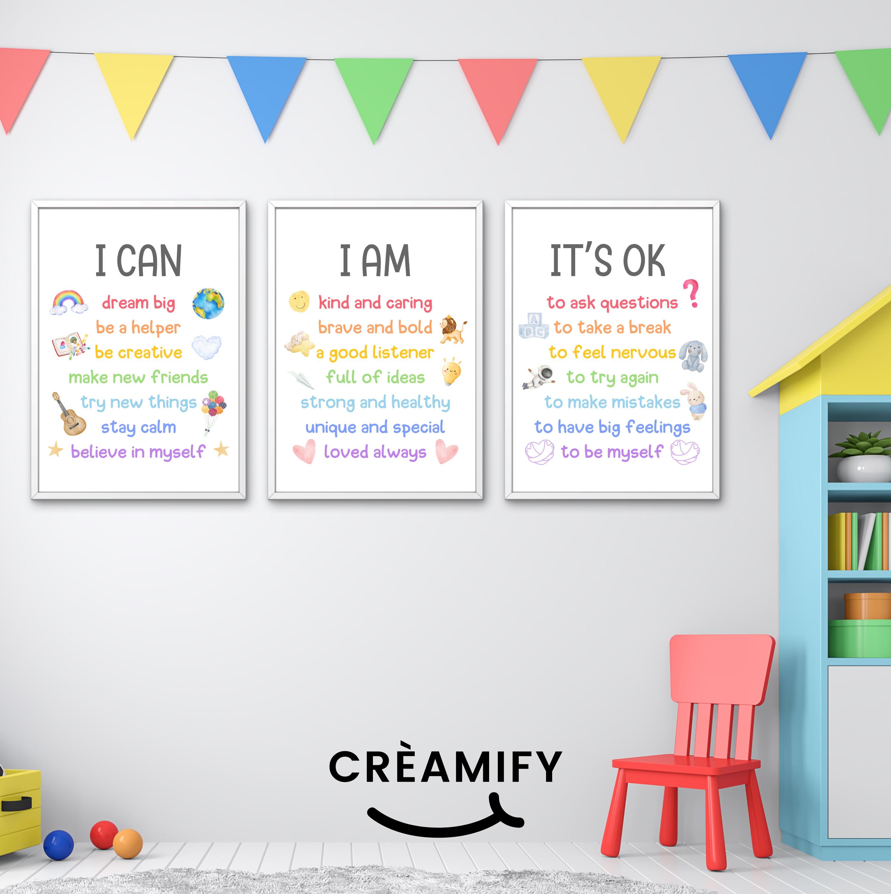 Kids Affirmation Poster Set - Positive Wall Art for Children’s Room ...