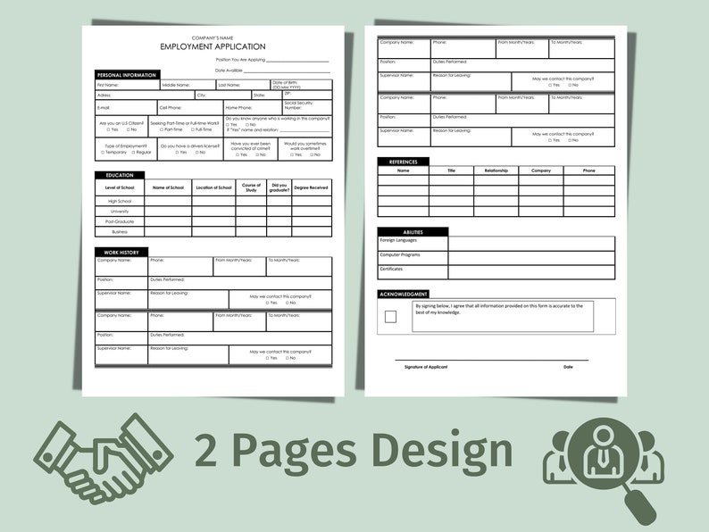 Editable Employment Application Form Template • Job Application Form ...