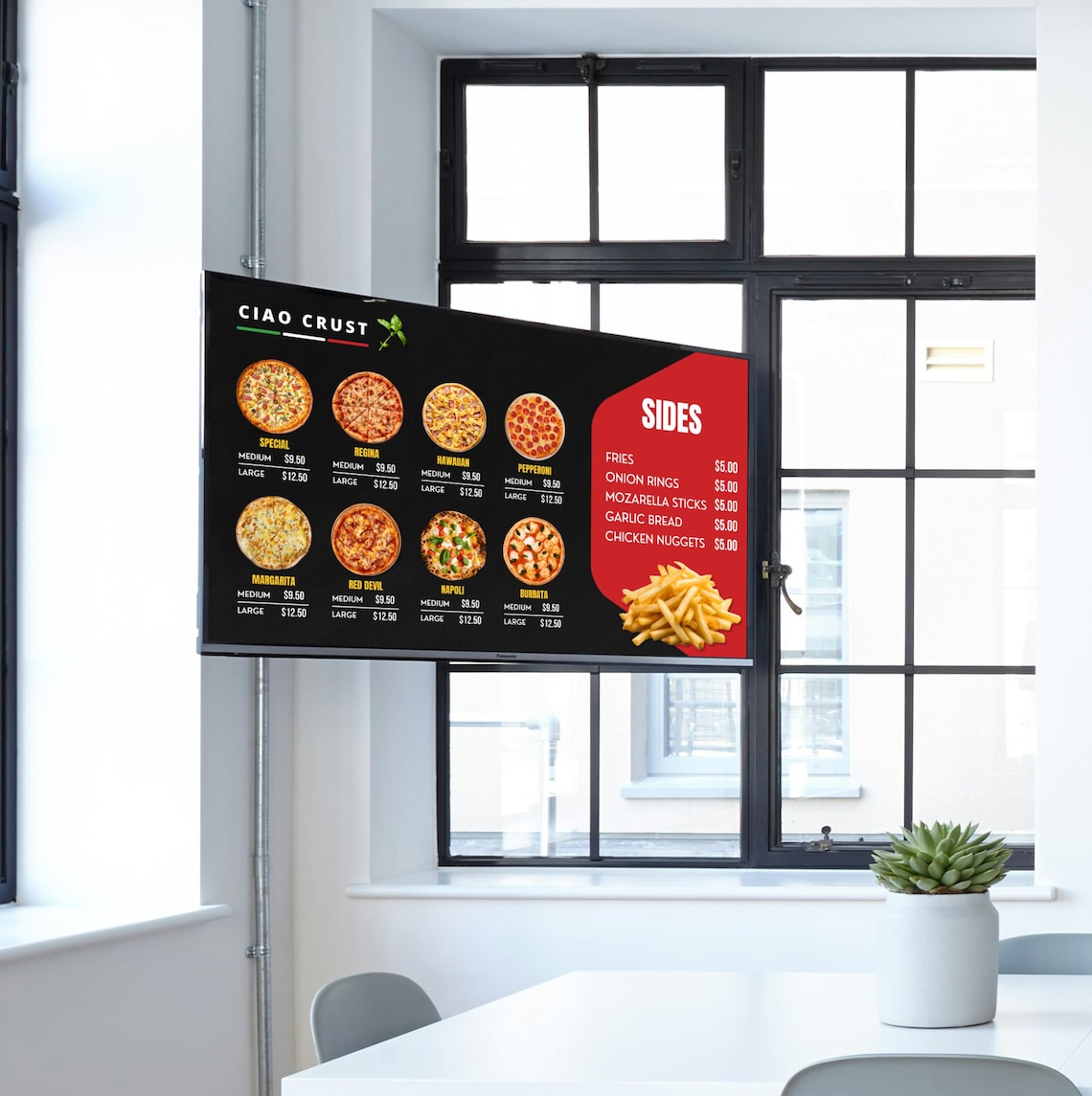 Animated Pizza Shop TV Menu Board | Italian Restaurant Signage (digital ...