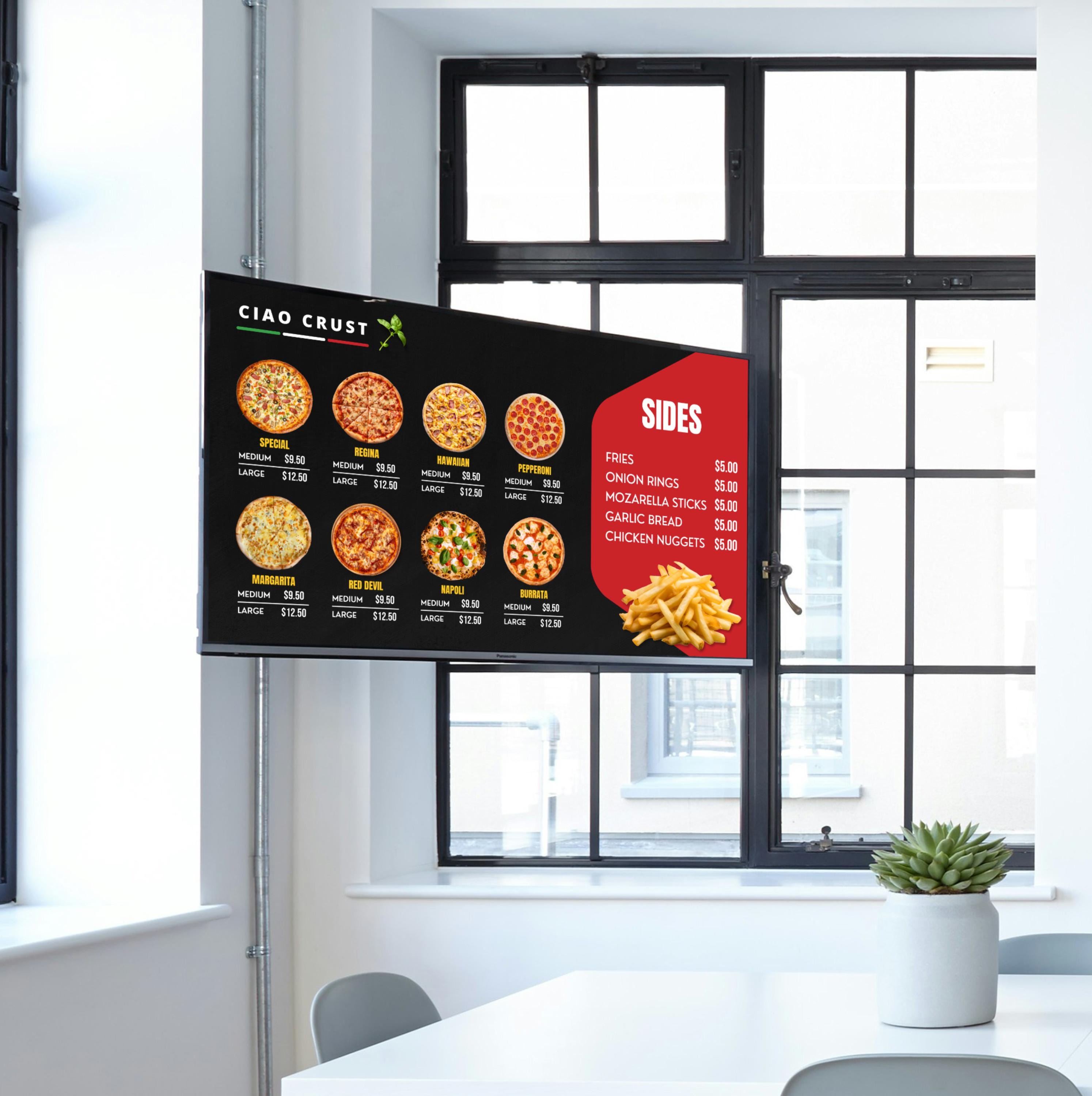 Animated Pizza Shop TV Menu Board | Italian Restaurant Signage (digital ...