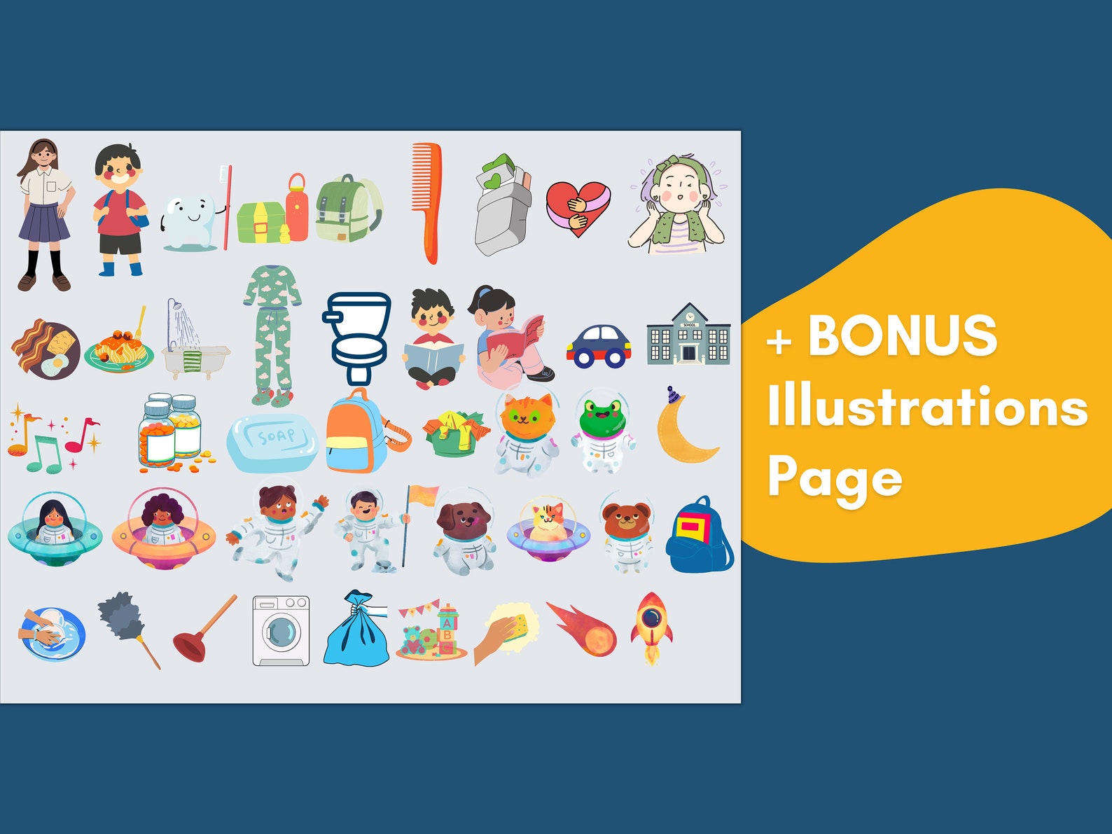 Kids Interactive Routine Chart Bundle Printable Space Themed - Etsy
