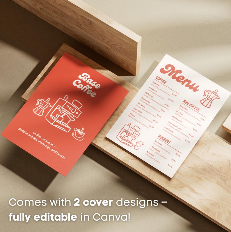 Editable Retro Coffee Shop Menu Template for Canva (digital Download ...