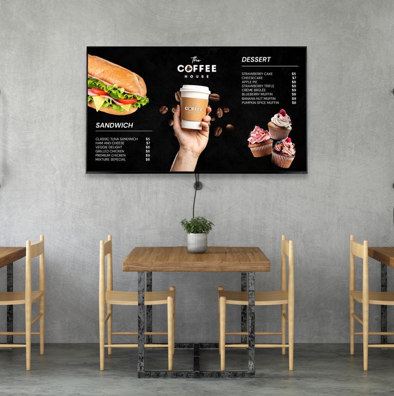 4K Animated Digital Menu Board Template | Editable TV Menu for Coffee ...