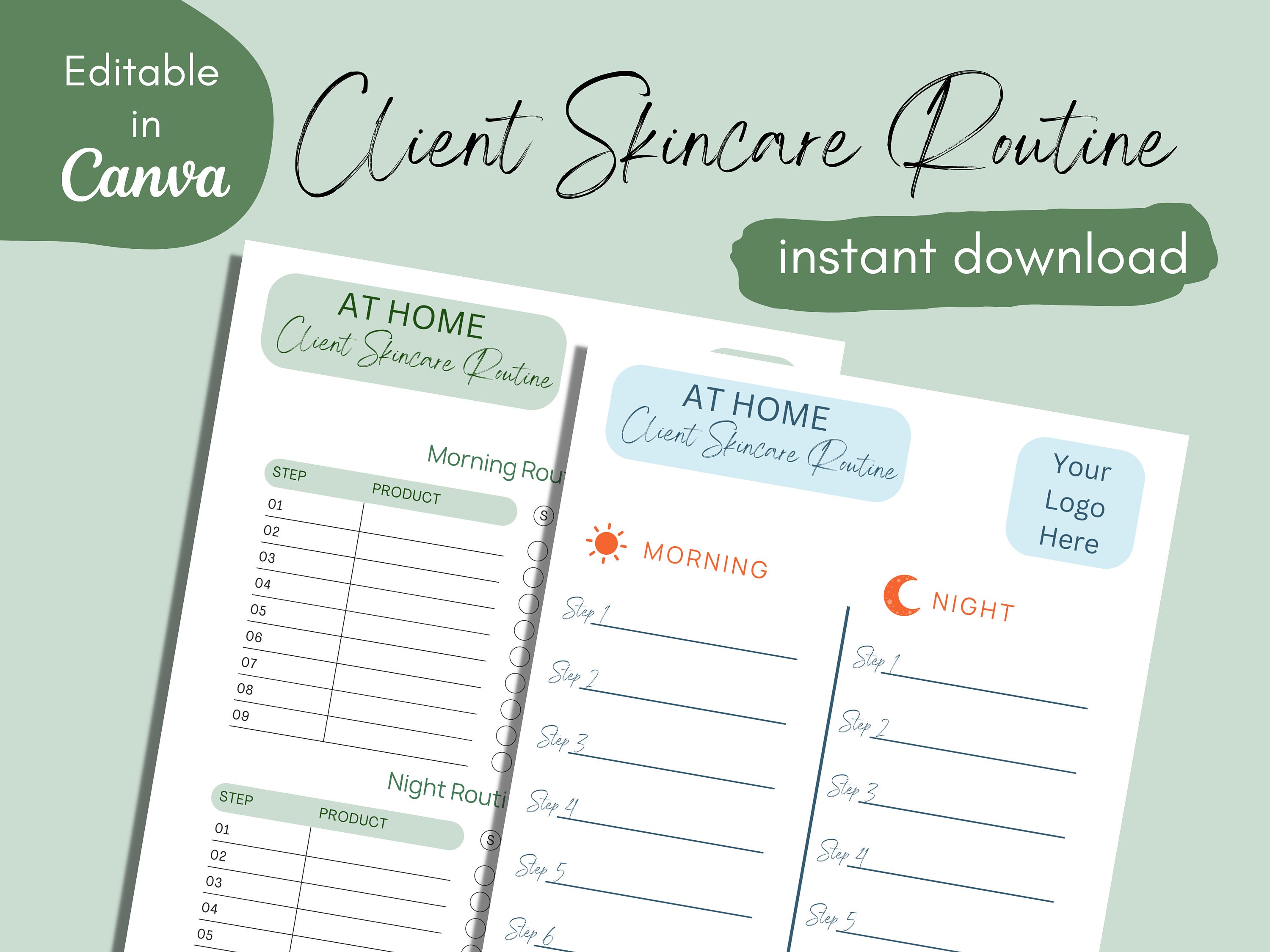 Editable Client Skincare Routine • Printable/digital • Esthetician ...