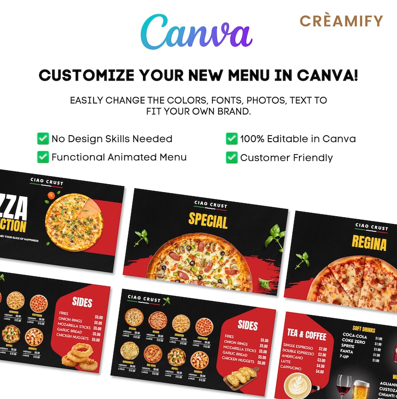 Animated Pizza Shop TV Menu Board | Italian Restaurant Signage (digital ...