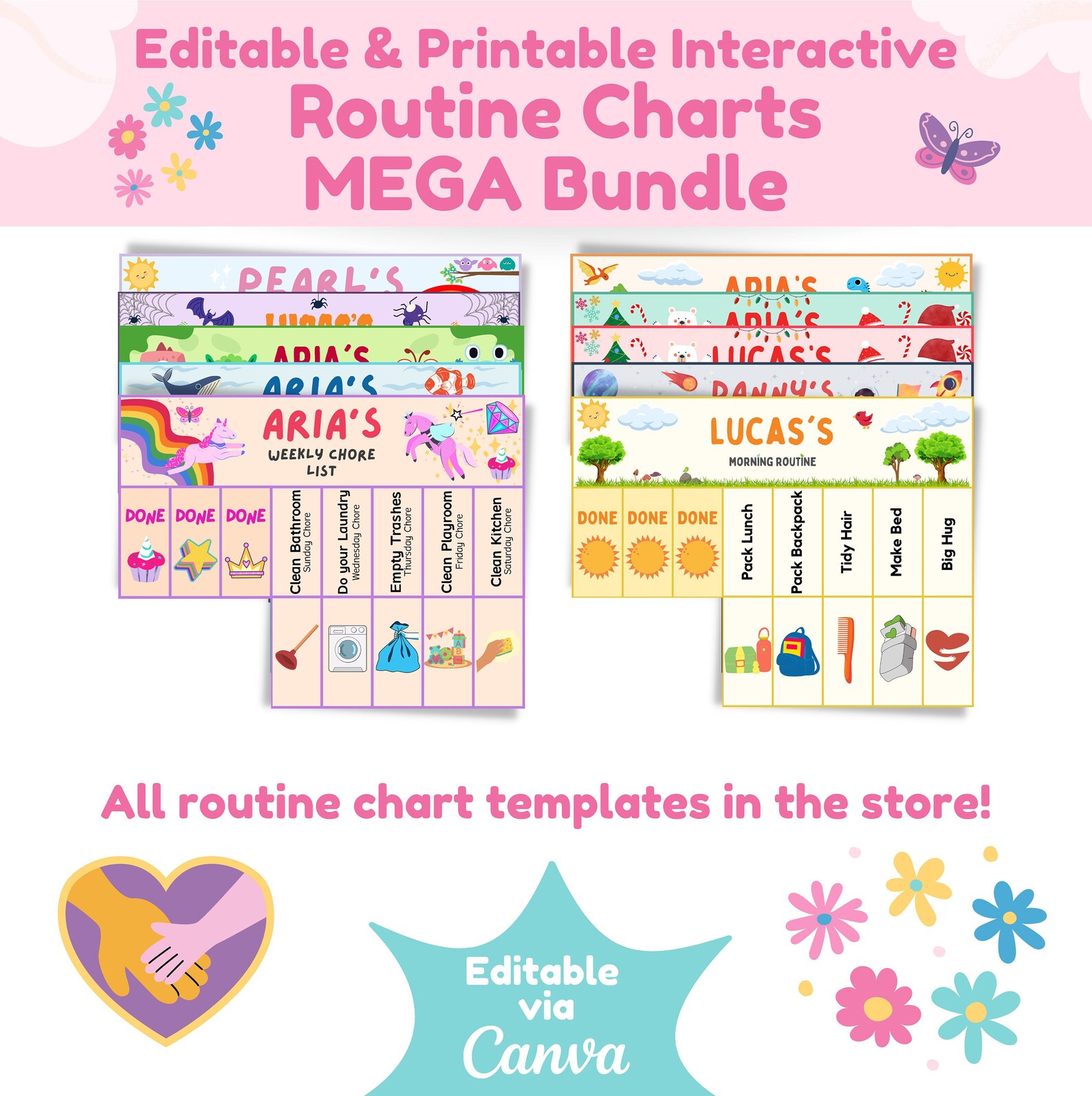 Morning and Bedtime Routine Charts Mega Bundle • Printable Routines ...