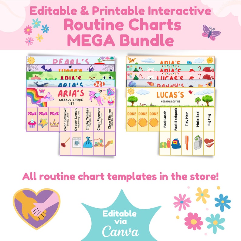 Morning and Bedtime Routine Charts Mega Bundle • Printable Routines ...