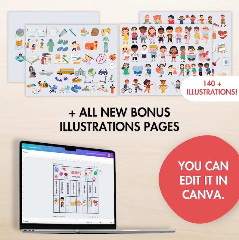 Kids Interactive Routine Chart Bundle Printable Space Themed Flip Chart ...