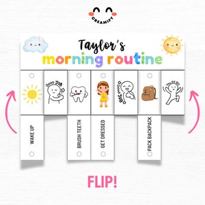 Editable Kids Routine Flip Chart: Morning & Bedtime Visuals (canva ...