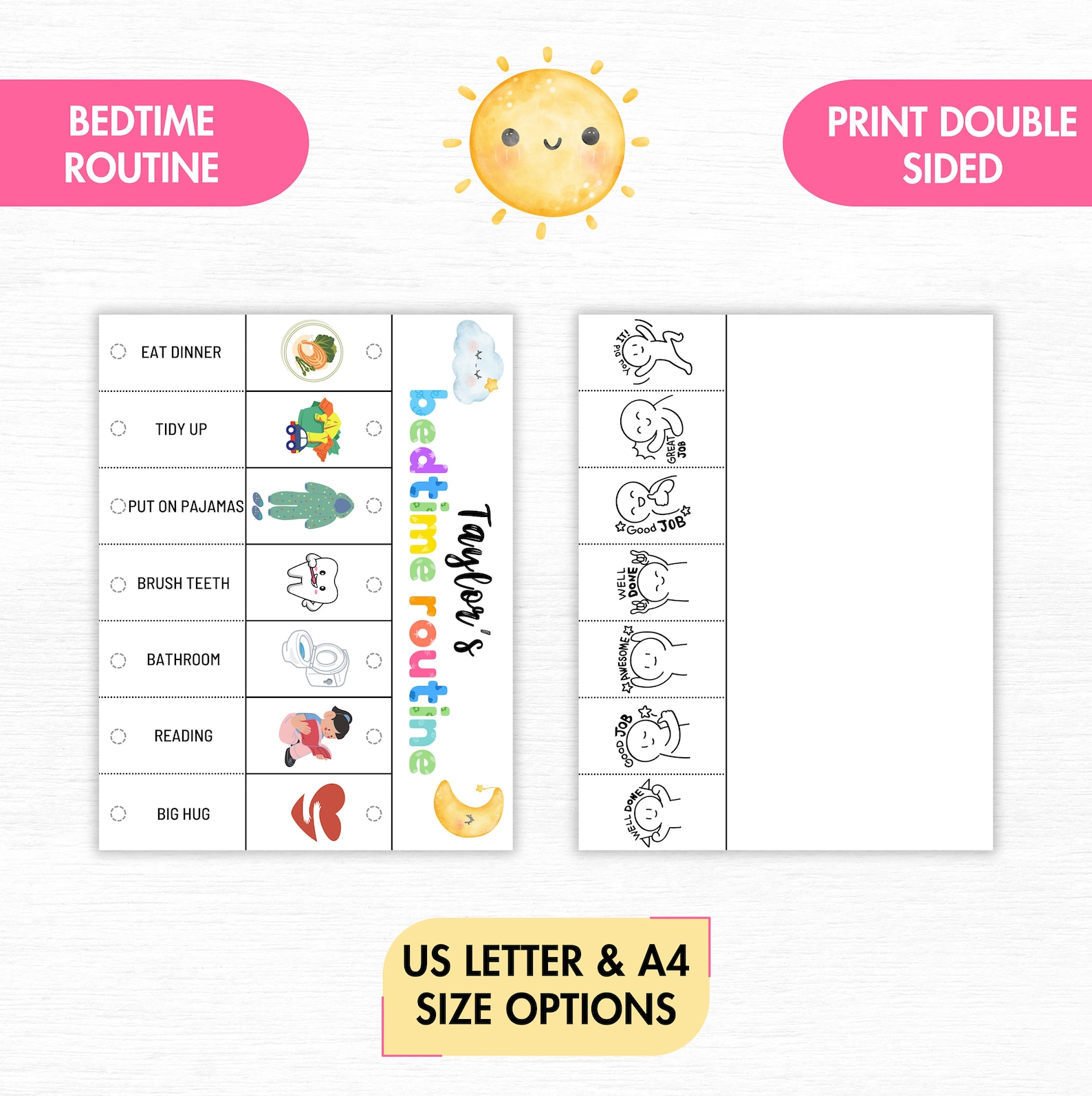 Editable Kids Routine Flip Chart: Morning & Bedtime Visuals (canva ...