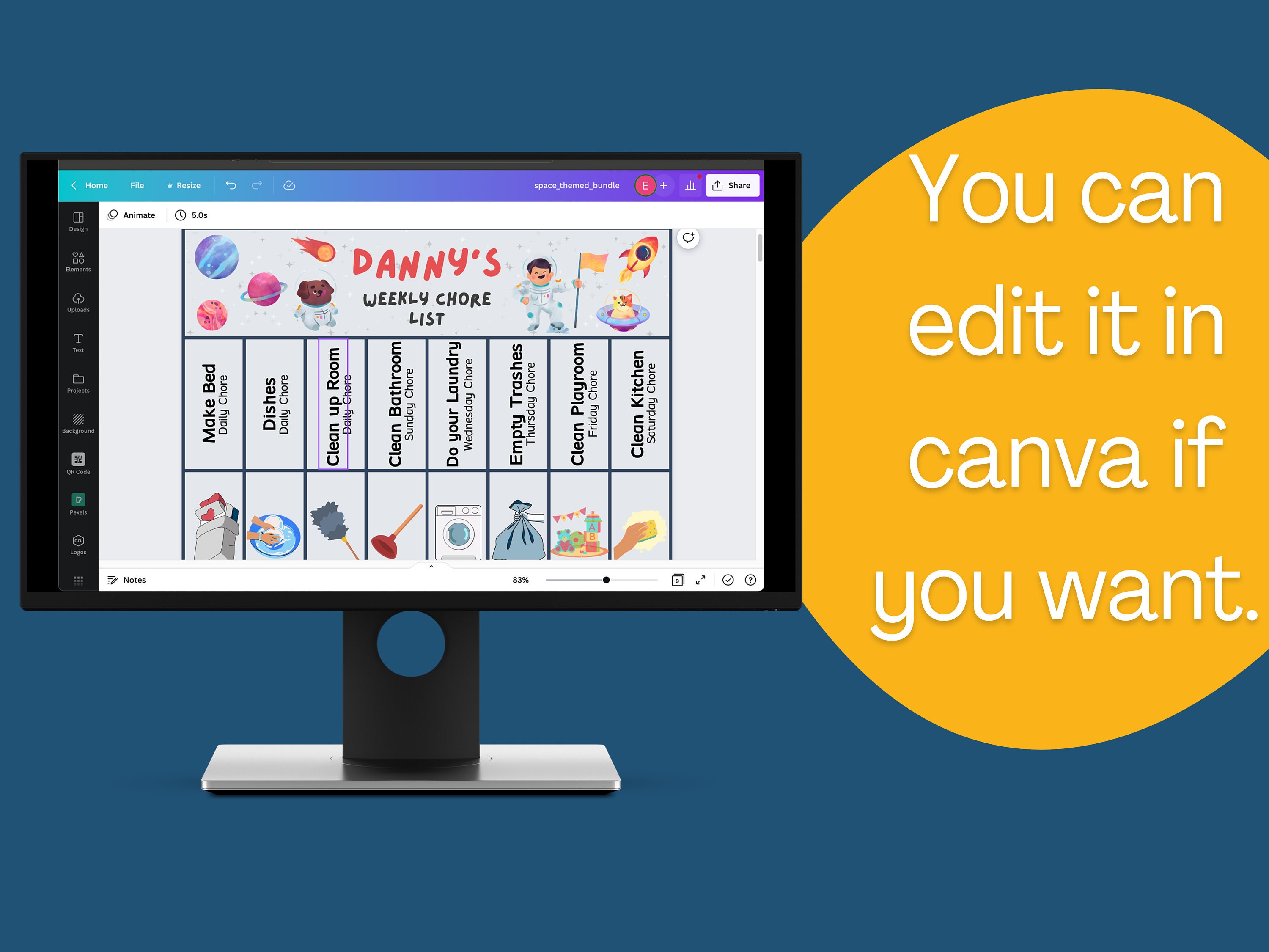 Kids Interactive Routine Chart Bundle Printable Space Themed Flip Chart ...