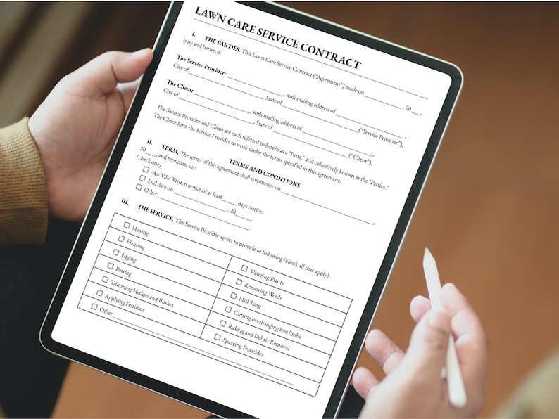 Editable Lawn Care Service Agreement Template (instant Download) - Etsy