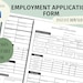 Editable Employment Application Form: Printable PDF & MS Word Template ...