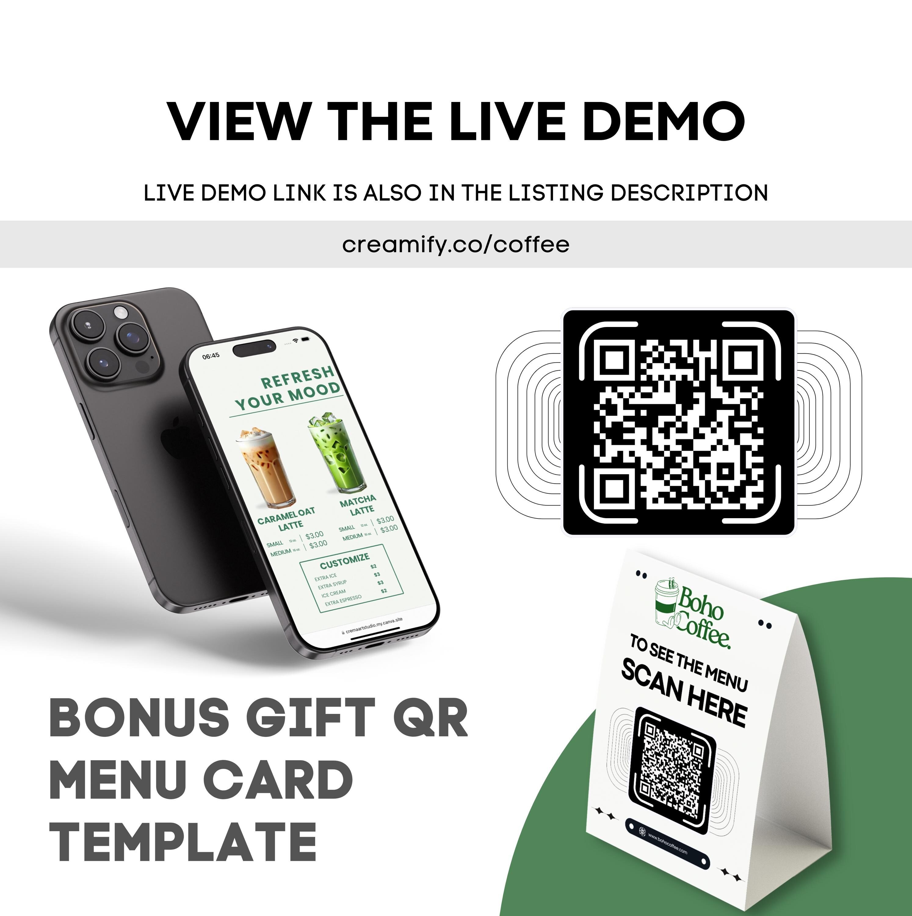 Customizable QR Code Coffee Shop Menu Website Template (canva) - Etsy