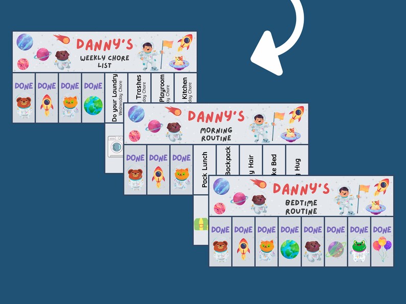 Kids Interactive Routine Chart Bundle Printable Space Themed - Etsy