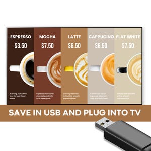 Animated Coffee Shop Menu Board | Cafe TV Signage Template (canva ...