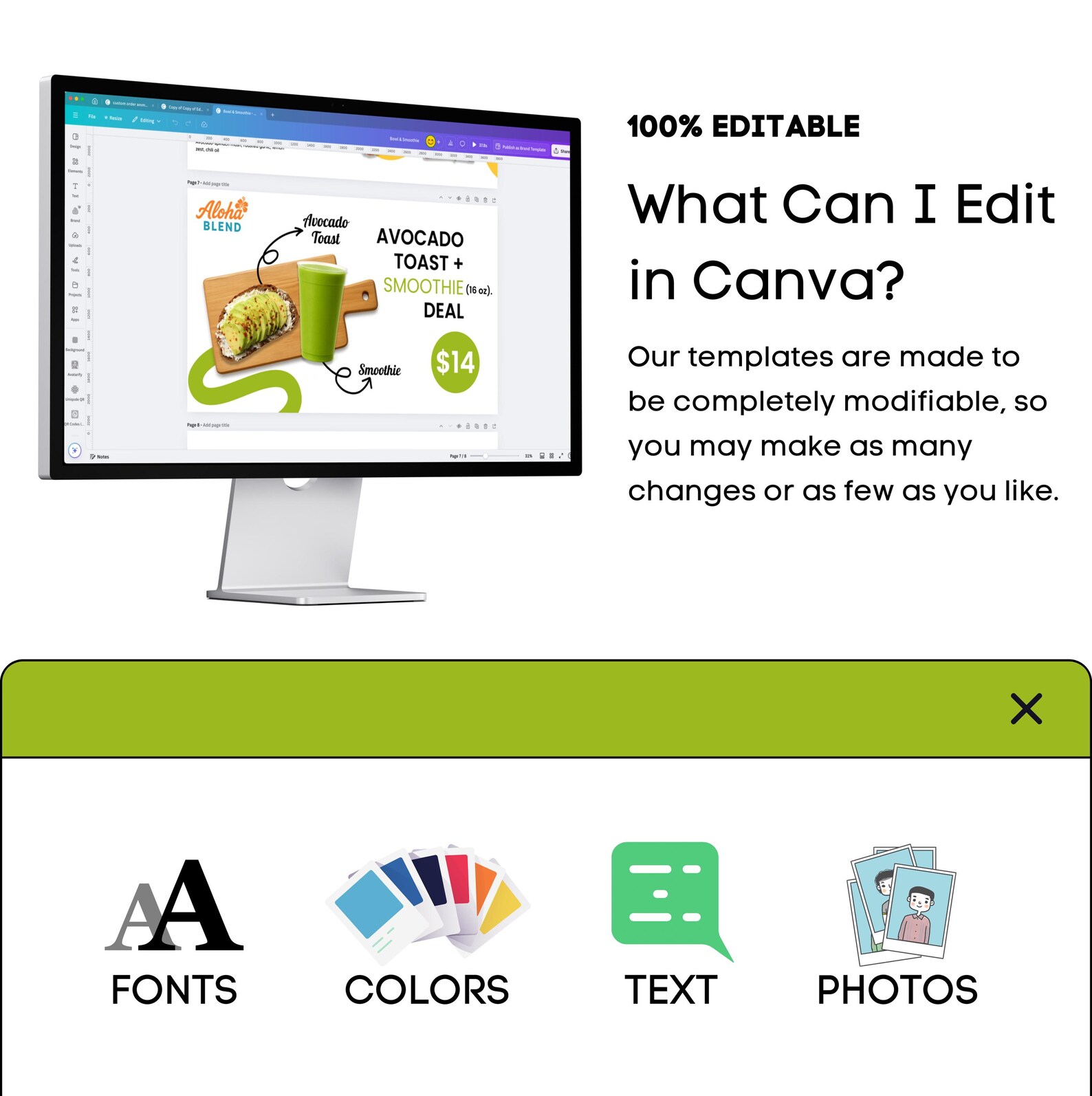 Açaí Bowl & Smoothie Digital Menu Board: Editable TV Display (canva) - Etsy