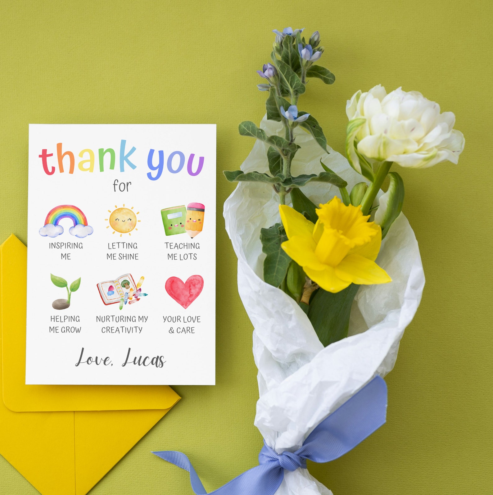 Editable Teacher Thank You Card: Rainbow Design (digital Download) - Etsy