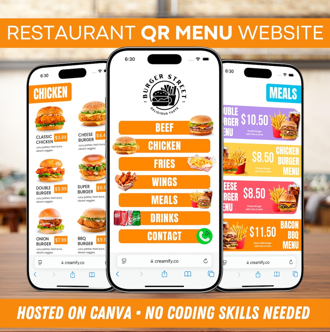 Customizable QR Code Restaurant Menu Website Template | Mobile-friendly ...