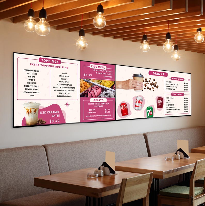 Dessert TV Menu Board: Ice Cream, Waffle, Crepe Design (canva Template ...