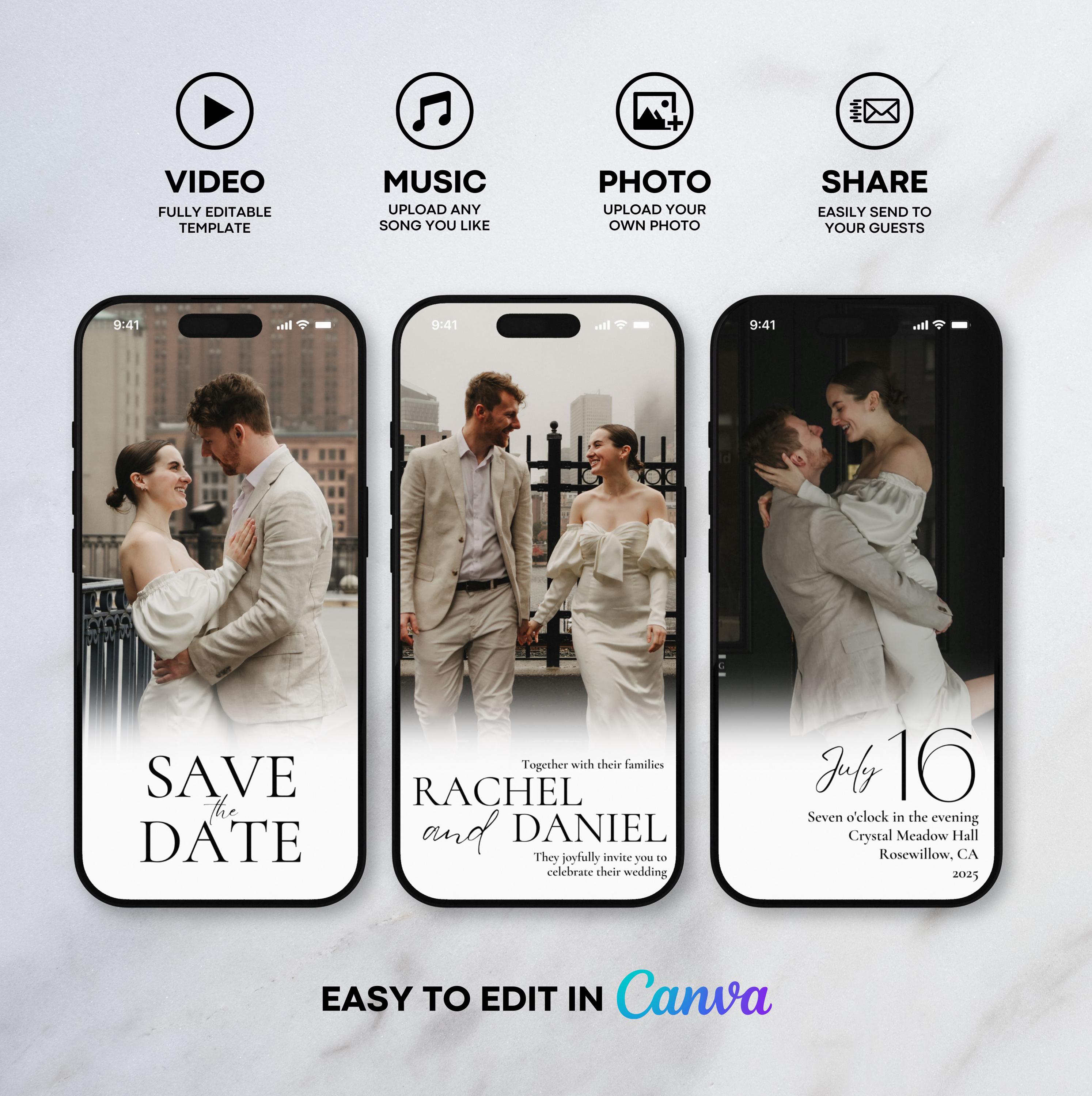 Animated Wedding Video Save the Date Template | Editable Digital ...