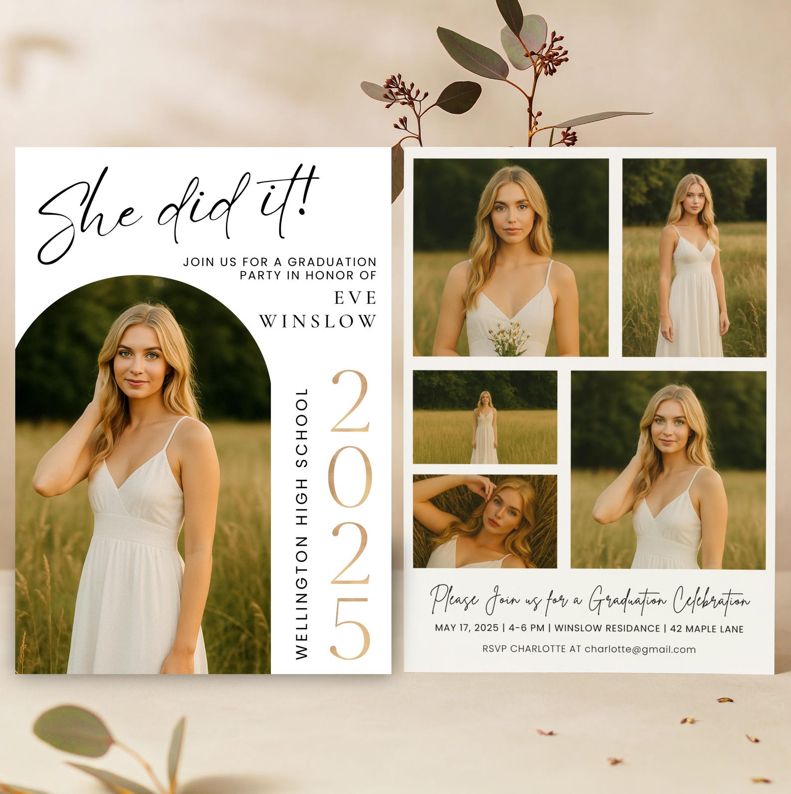 Minimalist 2025 Graduation Announcement: Photo Collage, 5x7 Invite ...