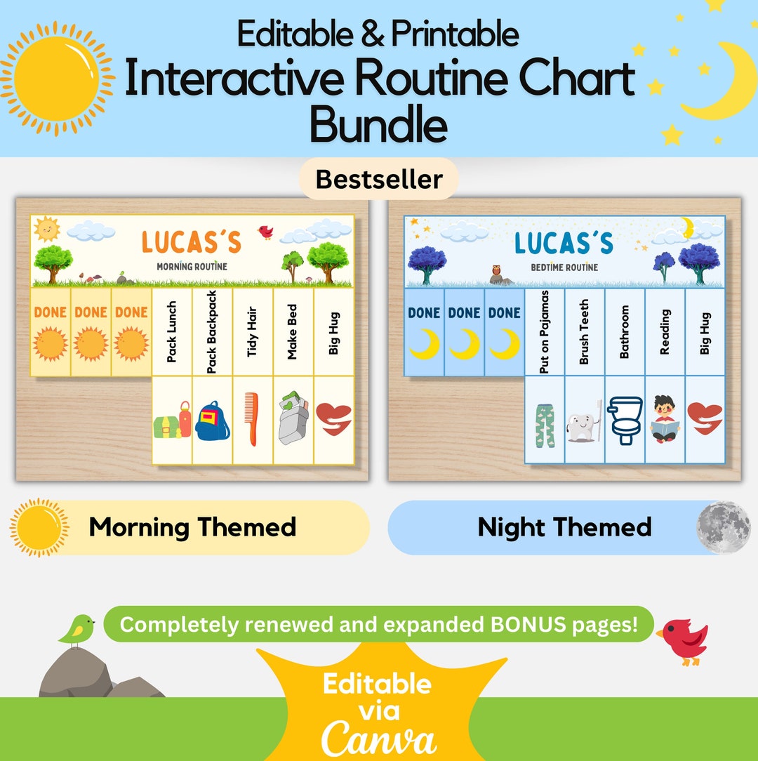 Morning and Bedtime Routine Charts Printable Routines - Etsy Australia
