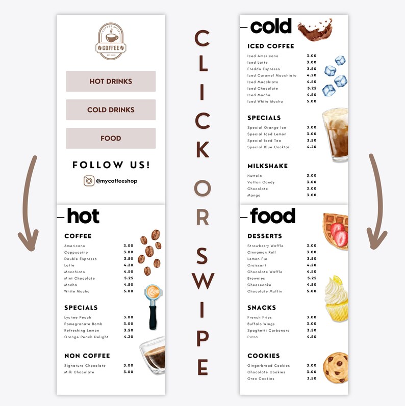 Customizable Mobile QR Code Cafe Menu Website (canva Template) - Etsy