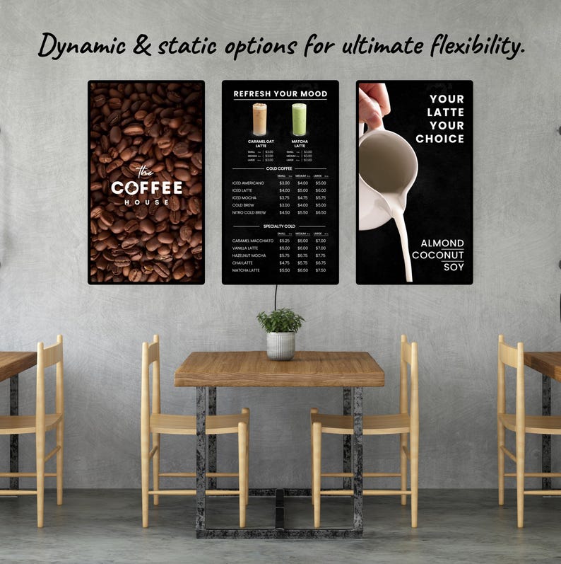 Coffee Shop Menu Board Template | Vertical 6-screen Cafe TV (canva ...