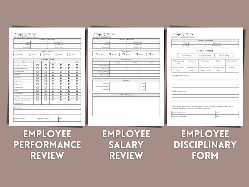 Employee Performance Review Template Bundle (printable PDF & MS Word ...