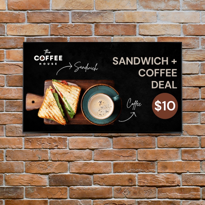 Animated Coffee Shop Menu Board | Cafe TV Signage Template (canva ...