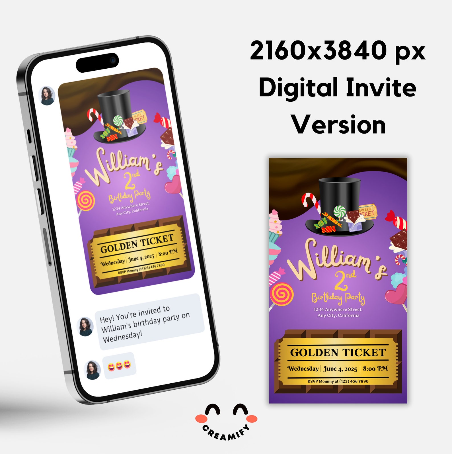 Golden Ticket Birthday Invitation: Charlie Factory Theme (digital ...
