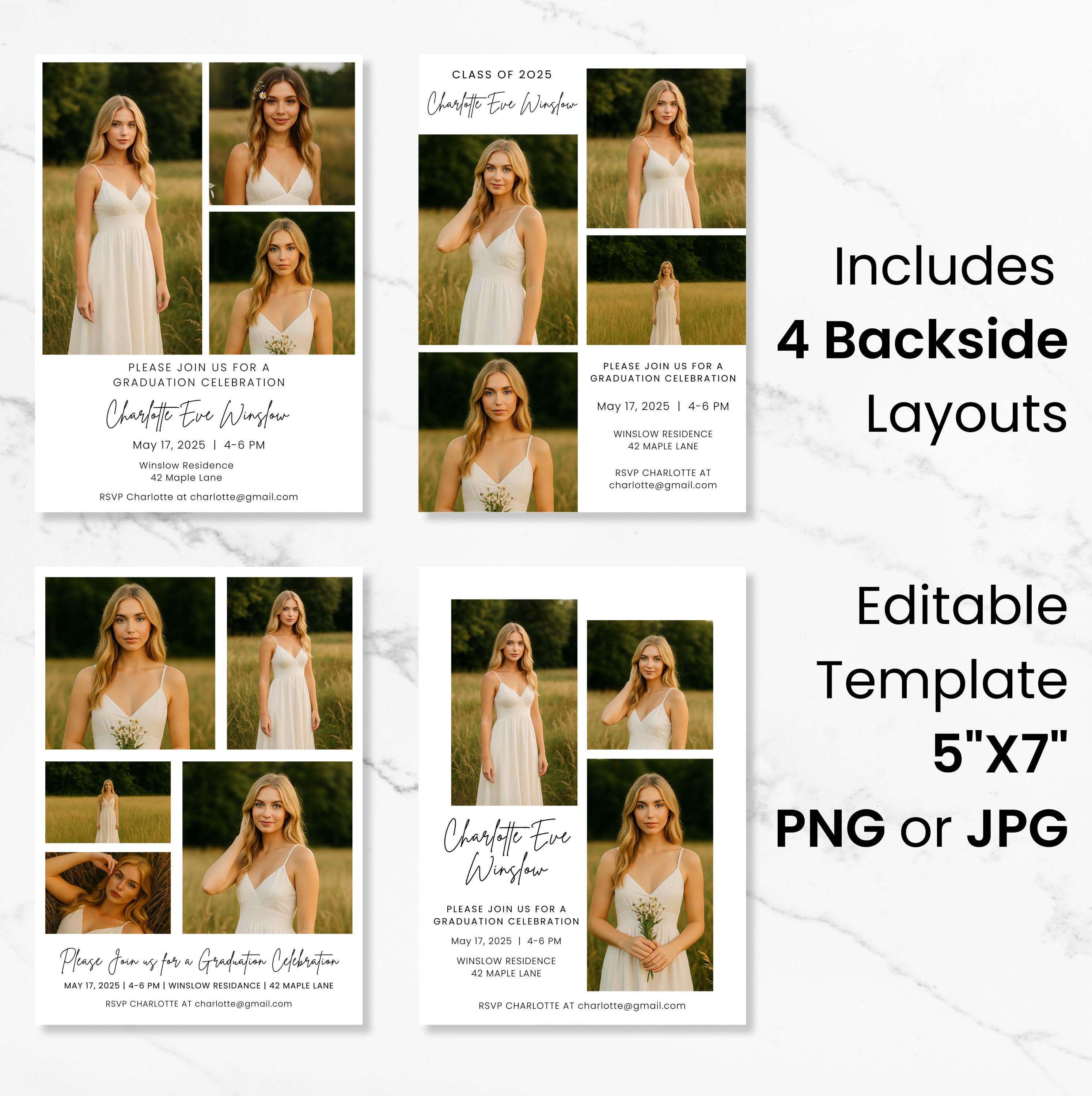 Minimalist 2025 Graduation Announcement: Photo Collage, 5x7 Invite ...