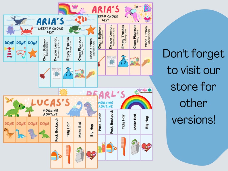 Kids Interactive Routine Chart Bundle Printable Space Themed Flip Chart ...