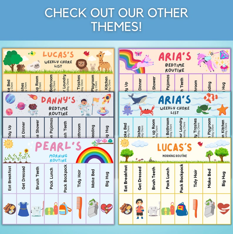 Morning Routine Charts Printable Routines Editable Checklist ...