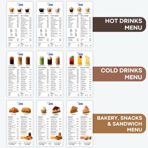 Vertical Digital Menu Board Bundle | Coffee Shop TV Screen Template ...