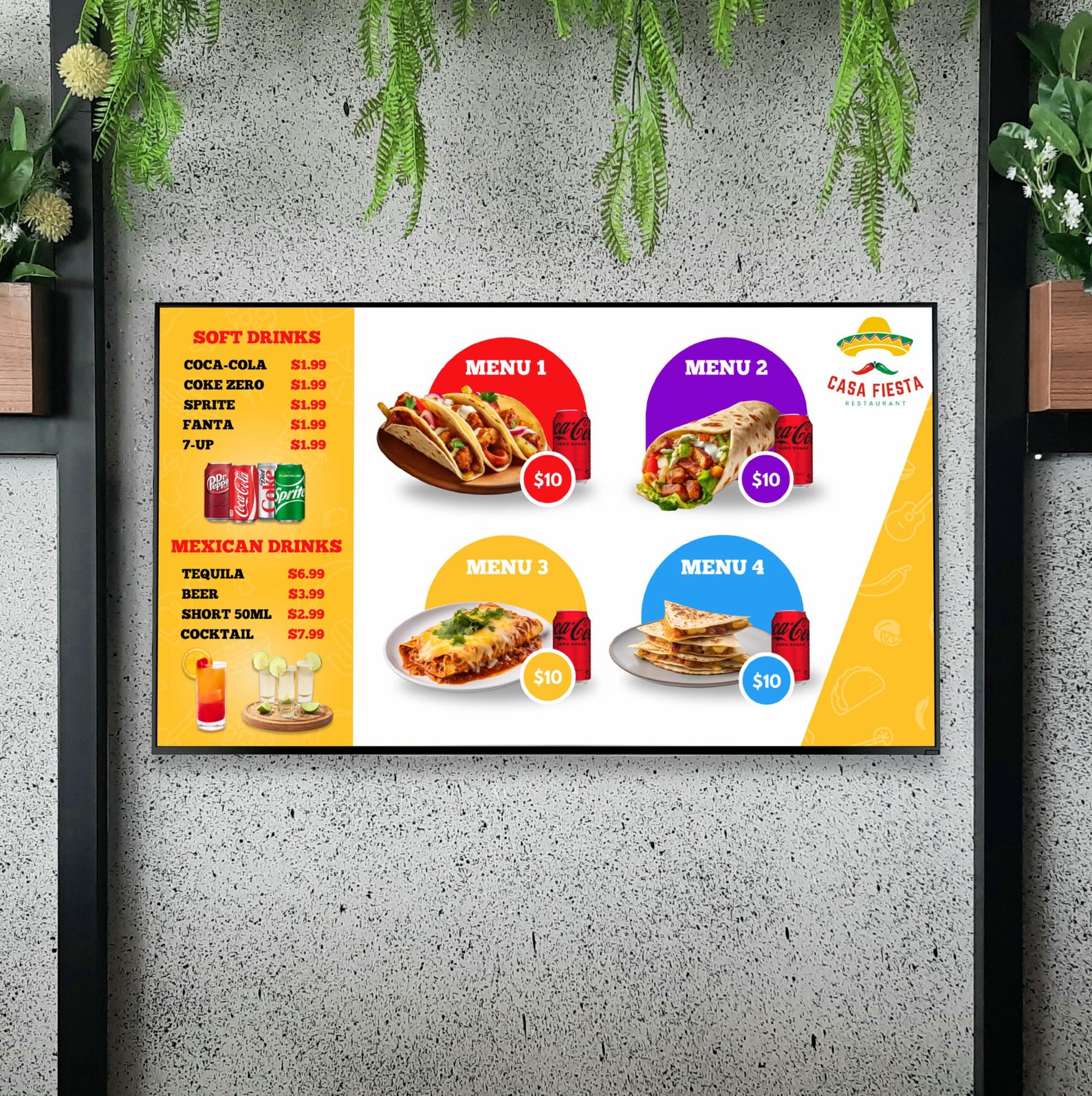 Mexican Restaurant Menu Board Template: Animated TV Screen (digital ...