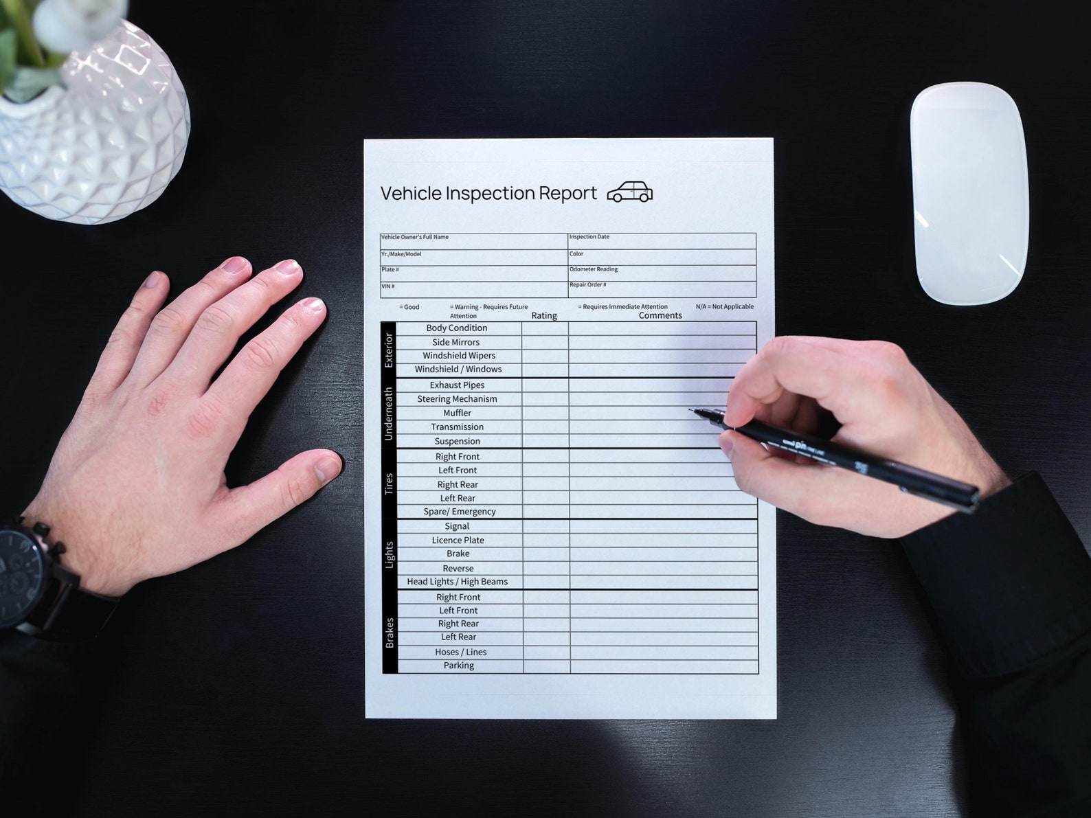 Vehicle Inspection Report Form: Printable Checklist (PDF Digital ...