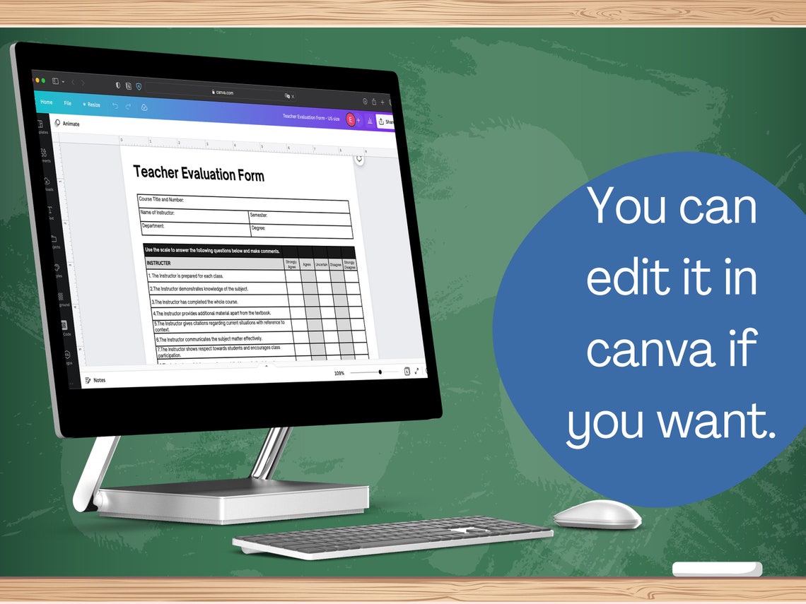 Teacher Evaluation Form Performance Review Printable PDF & Customizable ...
