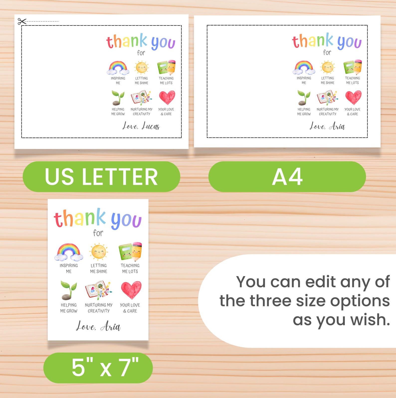 Editable Teacher Thank You Card: Rainbow Design (digital Download) - Etsy