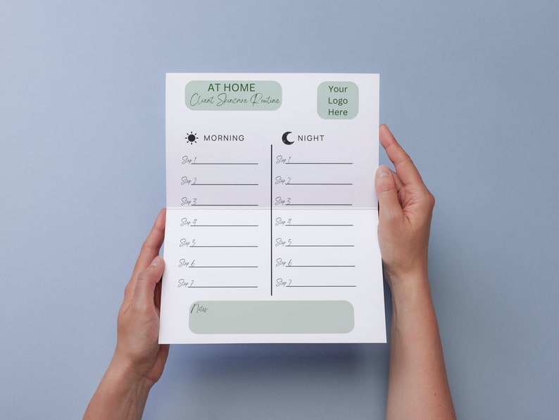 Editable Client Skincare Routine • Printable/digital • Esthetician ...
