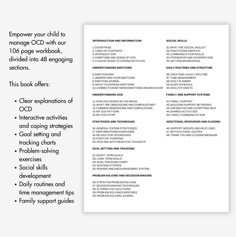 OCD Workbook for Kids and Parents - Printable Worksheets - 106 Page ...