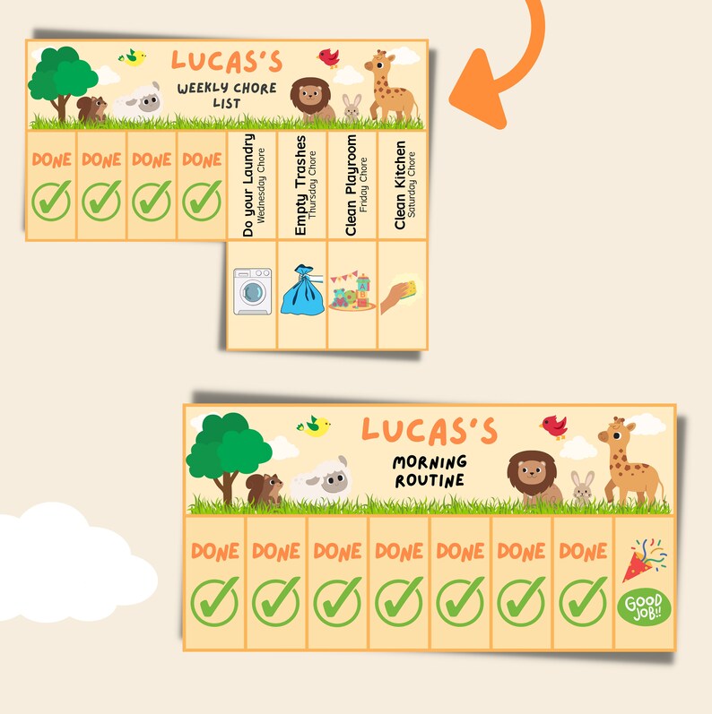 Kids & Toddlers Interactive Routine Chart Printable Animals - Etsy